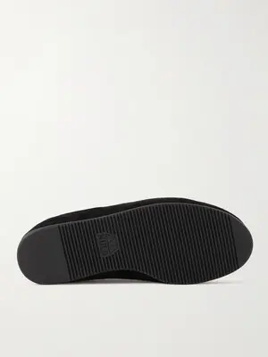Mulo Suede-trimmed Shearling-lined Recycled-wool Slippers - Gray