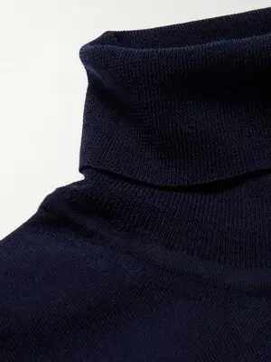 Mr P. Slim-fit Merino Wool Rollneck Sweater - Blue