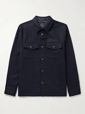 Portuguese Flannel Wool-tweed Overshirt - Blue