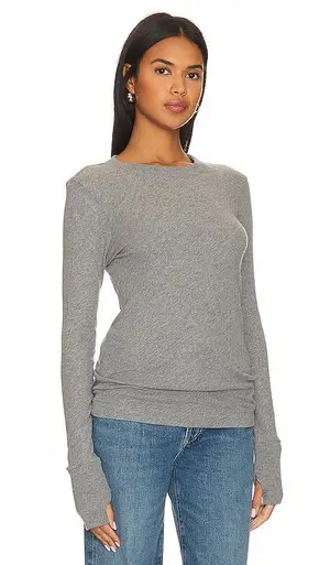 Enza Costa Cashmere Easy Cuffed Crew - Smoke