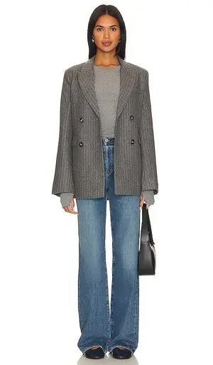 Enza Costa Cashmere Easy Cuffed Crew - Smoke