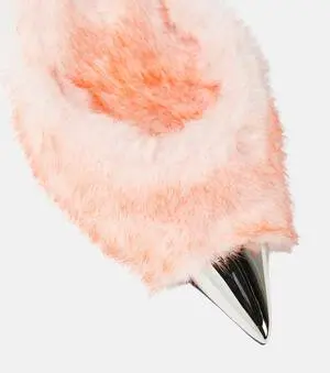 AREA Dagger Faux Fur-trimmed Pumps - Pink