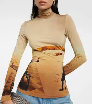 Rabanne Printed Turtleneck Top