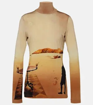 Rabanne Printed Turtleneck Top - Multicoloured