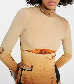 Rabanne Printed Turtleneck Top - Multicoloured