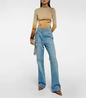 Rabanne Printed Turtleneck Top