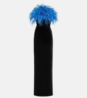 RASARIO Feather-trimmed Gown