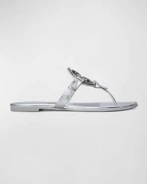 Tory Burch Tory Burch Miller Pave Medallion Thong Sandals Silver