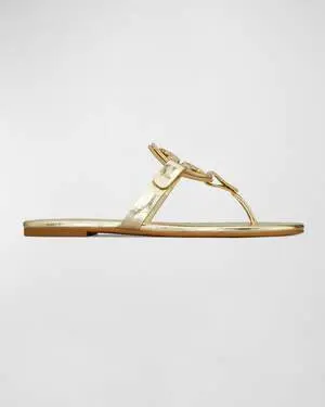 Tory Burch Tory Burch Miller Pave Medallion Thong Sandals Spark Gold