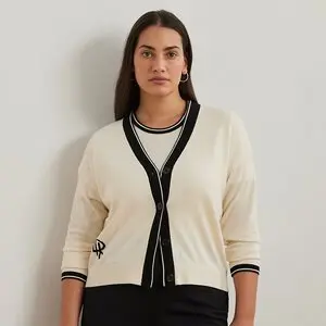 Ralph Lauren Cotton-blend Cardigan - Mascarpone Cream/black