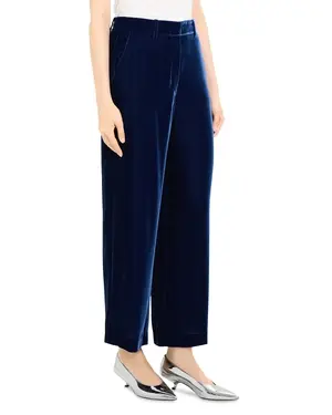 Theory Velvet Straight Leg Trousers - Blueberry