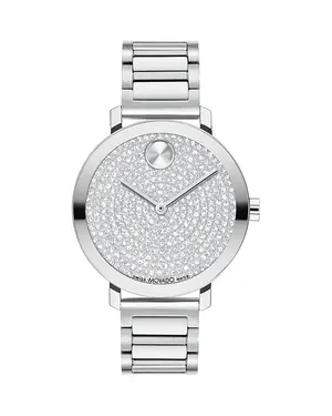 Movado Bold Evolution 2.0 Crystal Dial Watch, 34mm Silver