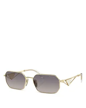 Prada Symbole Rectangular Sunglasses, 58mm Gold/blue Mirrored Gradient