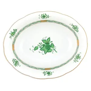 HEREND Chinese Bouquet Oval Vegetable Dish - Green