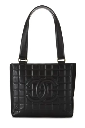 Chanel Quilted Lambskin Chocolate Bar Tote - Black