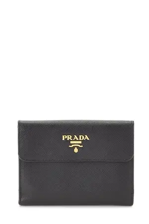 Prada Saffiano Compact Wallet - Black