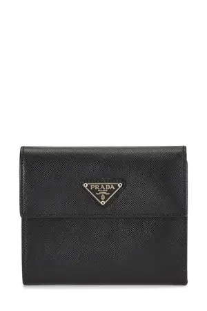 Prada Saffiano Compact Wallet - Black