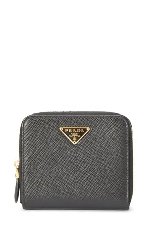 Prada Saffiano Compact Wallet - Black
