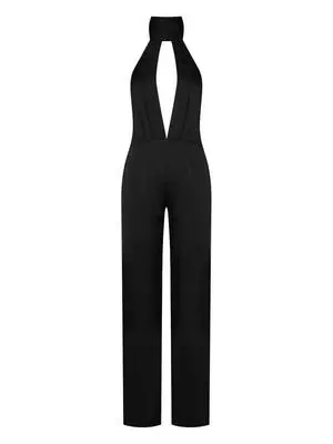 MAISON CLOSE Open-back Satin Jumpsuit - Black