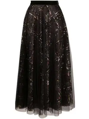 Talbot Runhof Sequin-embellished Tulle Skirt
