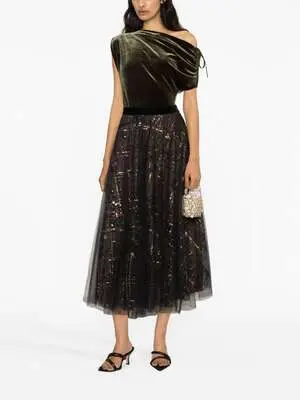 Talbot Runhof Sequin-embellished Tulle Skirt