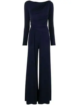 Talbot Runhof Gathered Wide-leg Jumpsuit - Blue