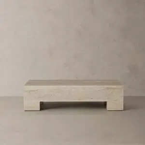 BR Home Brooklyn Travertine Rectangular Coffee Table