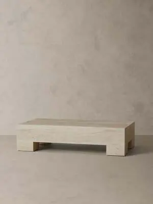 BR Home Brooklyn Travertine Rectangular Coffee Table