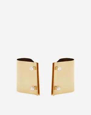 Dolce & Gabbana Rigid Metal Cuffs With Rhinestone-detailed Buttons