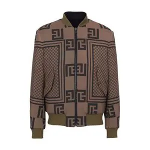 Balmain Reversible Mini Monogram Bomber Jacket - Brown