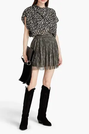 MARANT ETOILE Benedicte Pleated Metallic Mini Skirt