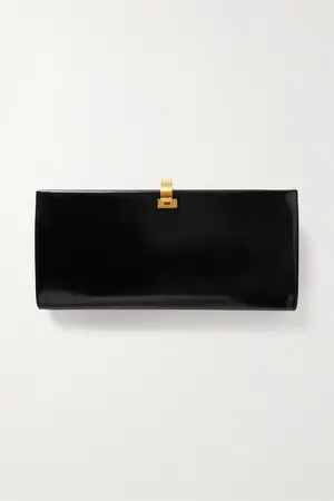 Saint Laurent Daria Patent-leather Clutch - Black