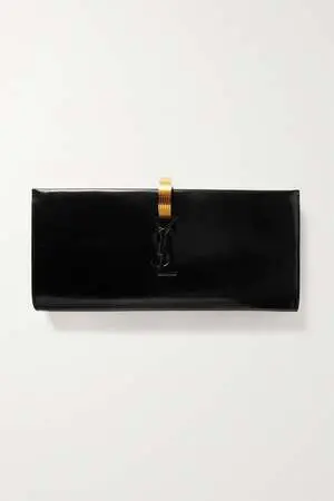 Saint Laurent Daria Patent-leather Clutch - Black