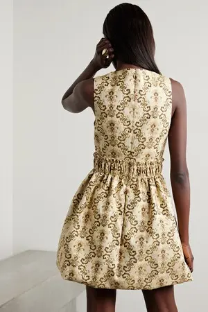 Etro Grosgrain-trimmed Metallic Brocade Mini Dress