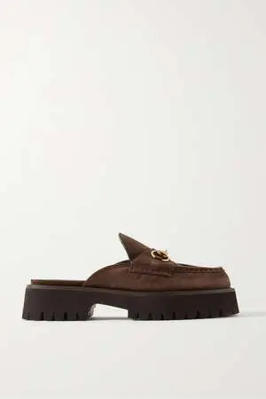 Gucci Sylke Horsebit-detailed Suede Mules