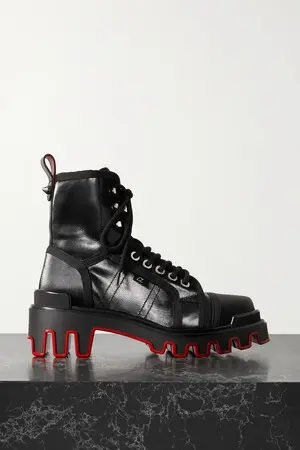 CHRISTIAN LOUBOUTIN Panaroot Dune 40 Coated Cotton-canvas Platform Ankle Boots