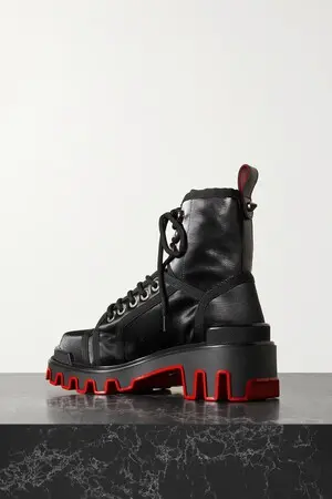CHRISTIAN LOUBOUTIN Panaroot Dune 40 Coated Cotton-canvas Platform Ankle Boots