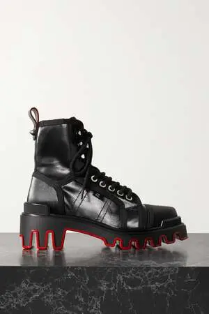 CHRISTIAN LOUBOUTIN Panaroot Dune 40 Coated Cotton-canvas Platform Ankle Boots