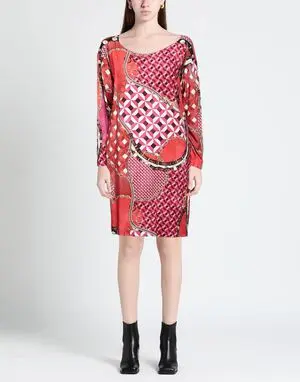 CLIPS MORE Geometric Print Long Sleeve Mini Dress
