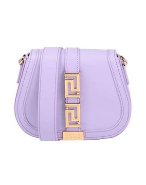 Versace Leather Crossbody Bag With Gold Tone Hardware - Purple