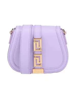 Versace Leather Crossbody Bag With Gold Tone Hardware - Purple