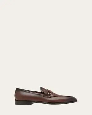 FERRAGAMO Desio Gancio Ornament Penny Loafers - Cocoa Brown