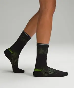 Lululemon Macropillow Crew Running Socks Black/highlight Yellow