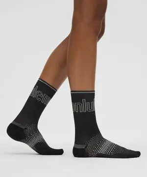 Lululemon Macropillow Crew Running Socks - Black/silver Drop