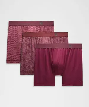 Lululemon Always In Motion Boxer 5 - Jumie Stripe Deep Luxe Garnet/cedar Stamp Mini Wp Garnet Multi/spaced Yogo Outline Wp Velvet Dust Red Merlot