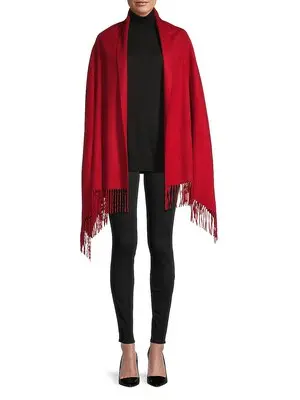 Sofia Cashmere Fringed Cashmere Wrap Red