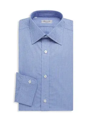 Charvet Check Window Glenplaid Dress Shirt - Blue