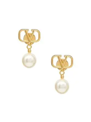 Valentino Garavani Vlogo Signature Earrings With Swarovski Pearls - Gold