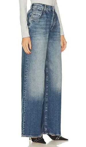 GRLFRND Chloe Super High Rise Pleated Wide Leg In Blue