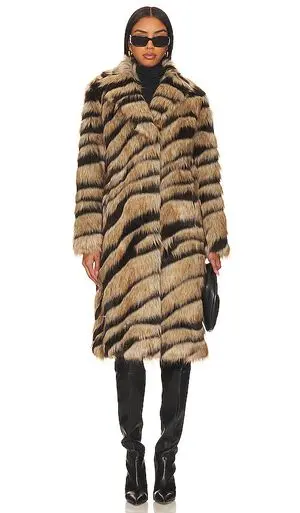 UNREAL FUR Bengal Kiss Faux Fur Coat - Tiger Stripe